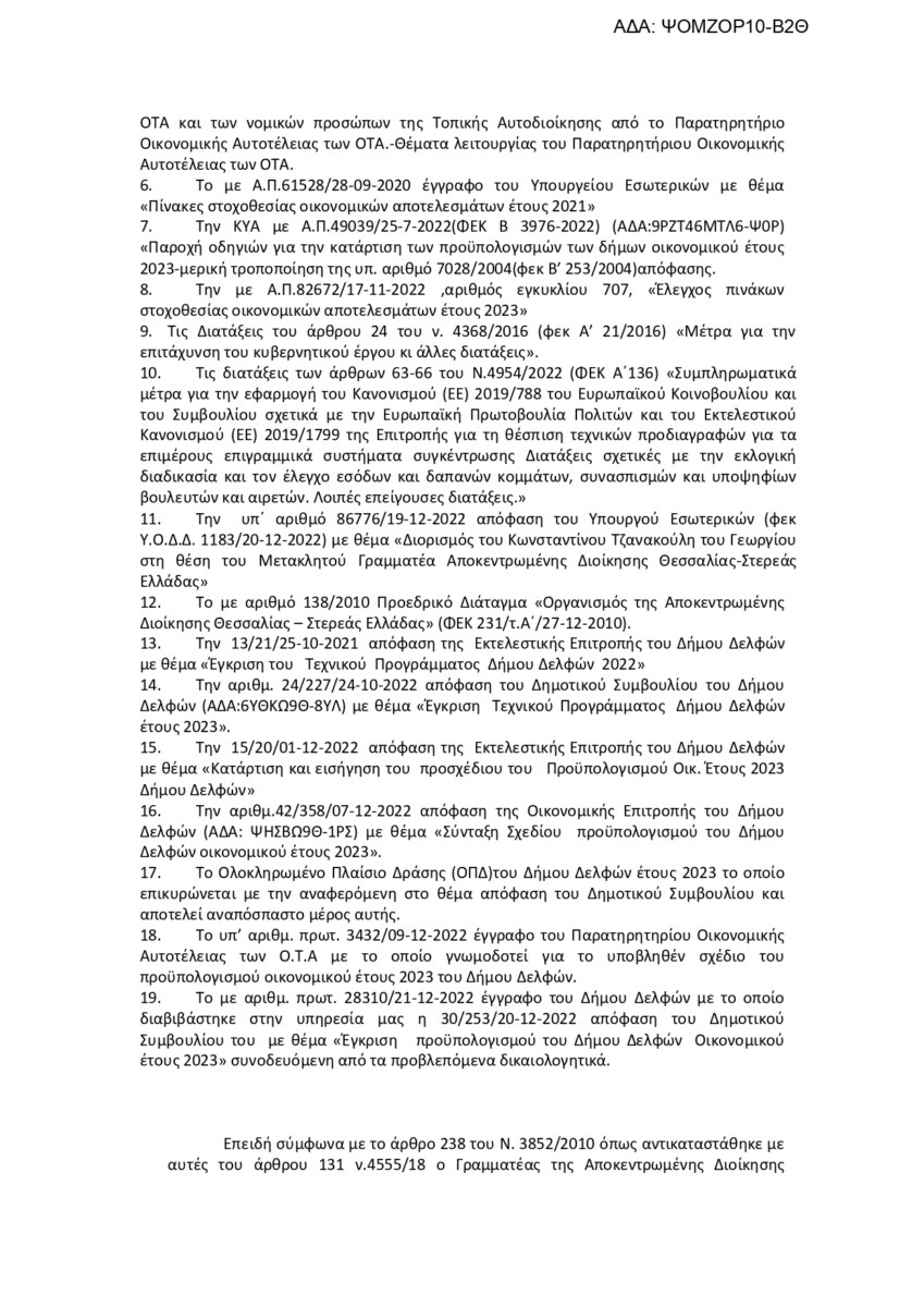 Εγκρίθηκε ο προϋπολογισμός του 2023 του Δήμου Δελφών, ο οποίος θέτει ...