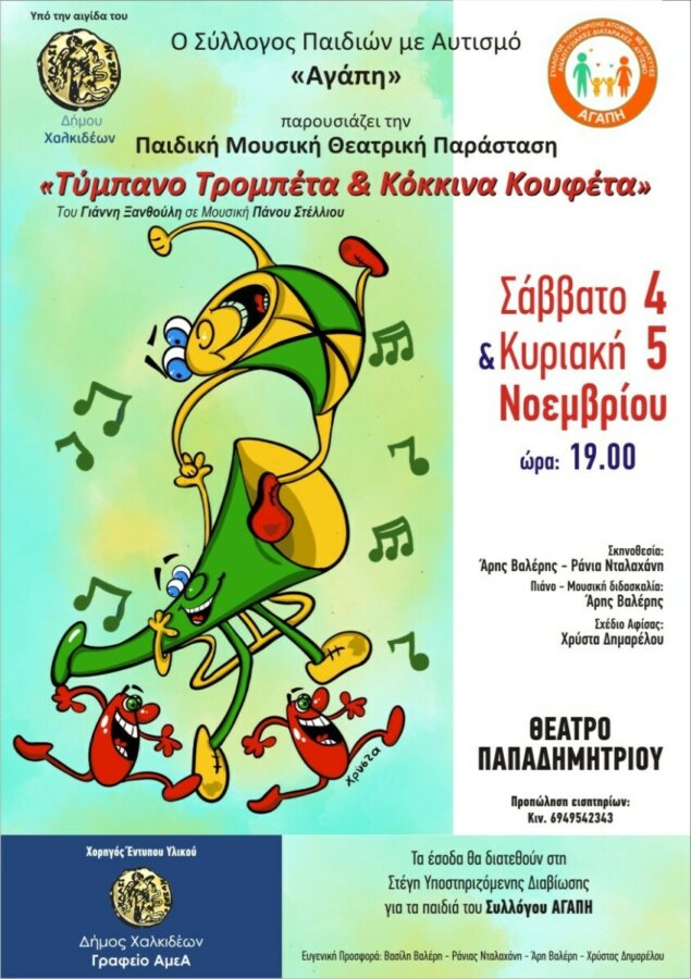 Παιδική Μουσική Θεατρική παράσταση «Τύμπανο Τρομπέτα & Κόκκινα Κουφέτα ...