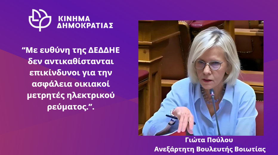 Γιώτα Πούλου: Με ευθύνη της ΔΕΔΔΗΕ δεν αντικαθίστανται επικίνδυνοι για ...